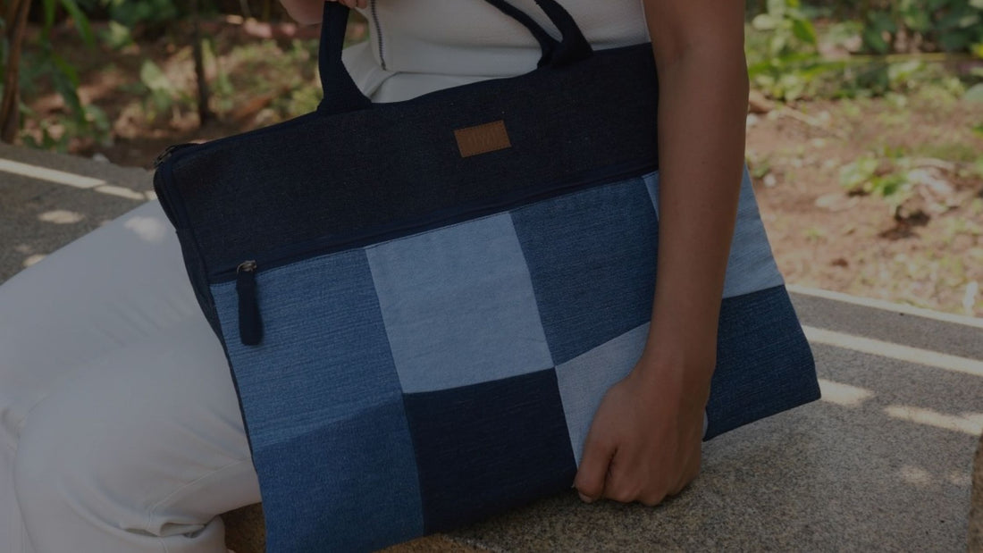 Buy Upcycled Denim Handcrafted Laptop Bags & Sleeves Online - Dwij